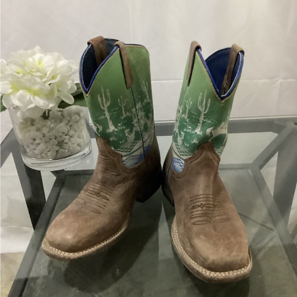 Roper | Shoes | Roper Boots Kids Roper Boots Tan Vamp With Green And ...